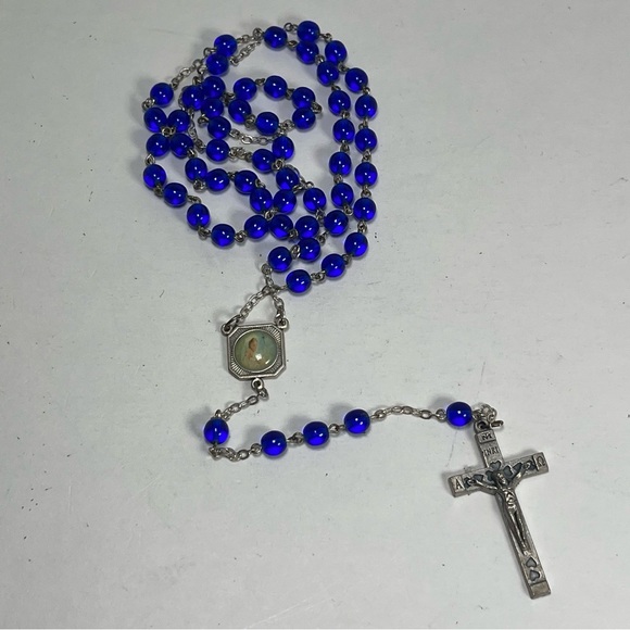 None | Accessories | Vintage Catholic Cobalt Blue Beads 2 Rosary | Poshmark